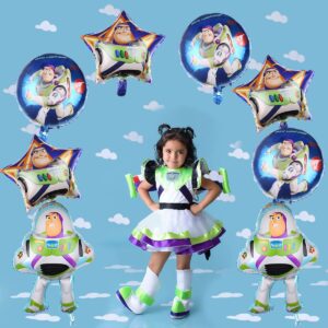 8Pcs Toy Inspired Story Party Foil Balloons, Buzz Lightyear Birthday Party Decorations Supplies (Pack of 8)