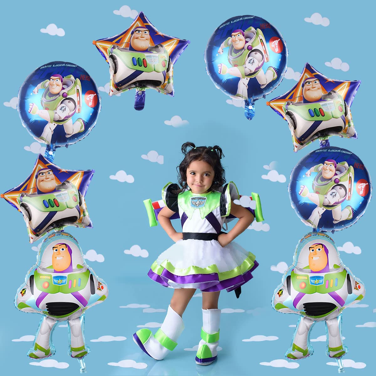 8Pcs Toy Inspired Story Party Foil Balloons, Buzz Lightyear Birthday Party Decorations Supplies (Pack of 8)