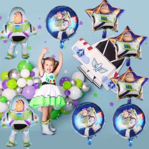 8Pcs Toy Inspired Story Party Foil Balloons, Buzz Lightyear Birthday Party Decorations Supplies (Pack of 8)