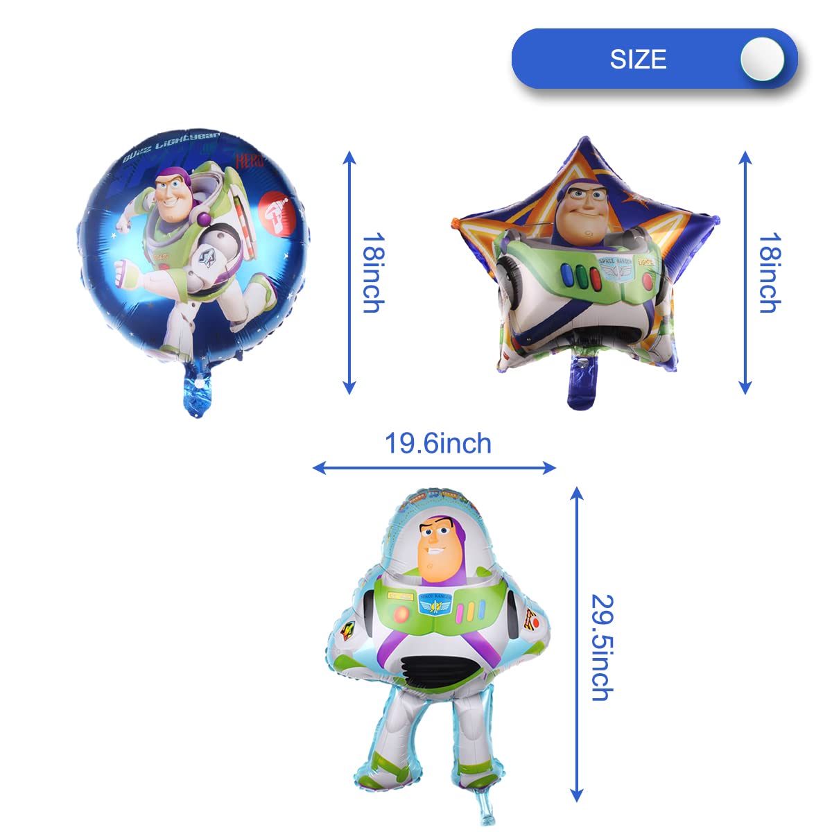 8Pcs Toy Inspired Story Party Foil Balloons, Buzz Lightyear Birthday Party Decorations Supplies (Pack of 8)