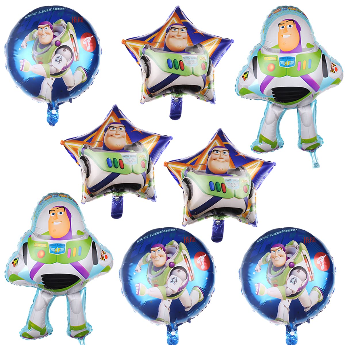 8Pcs Toy Inspired Story Party Foil Balloons, Buzz Lightyear Birthday Party Decorations Supplies (Pack of 8)