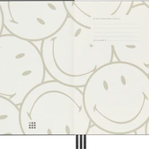 Moleskine Limited Edition Smiley Positivity Planner, Hard Cover, Large (5" x 8.25"), Undated Planner, Black, 240 Pages