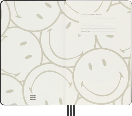 Moleskine Limited Edition Smiley Positivity Planner, Hard Cover, Large (5" x 8.25"), Undated Planner, Black, 240 Pages