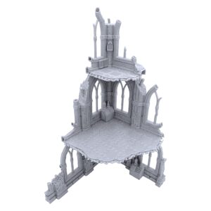 gothic sci-fi ruins corners by terrain4print - compatible with miniature terrain, dnd, pathfinder, star wars legion, wizkids - 28mm scenery for scatter, wargaming, tabletop, sci fi