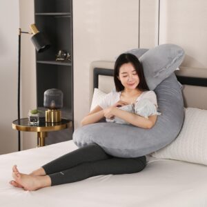 Maternity Pillow O-Shape Body Pillow Pregnancy 57 Inch Pregnancy Pillows Pre-Pregnancy Body Pillow Pregnant Woman Sleeping Pillow Postpartum Baby Breastfeeding Pillow Removable and Washable……