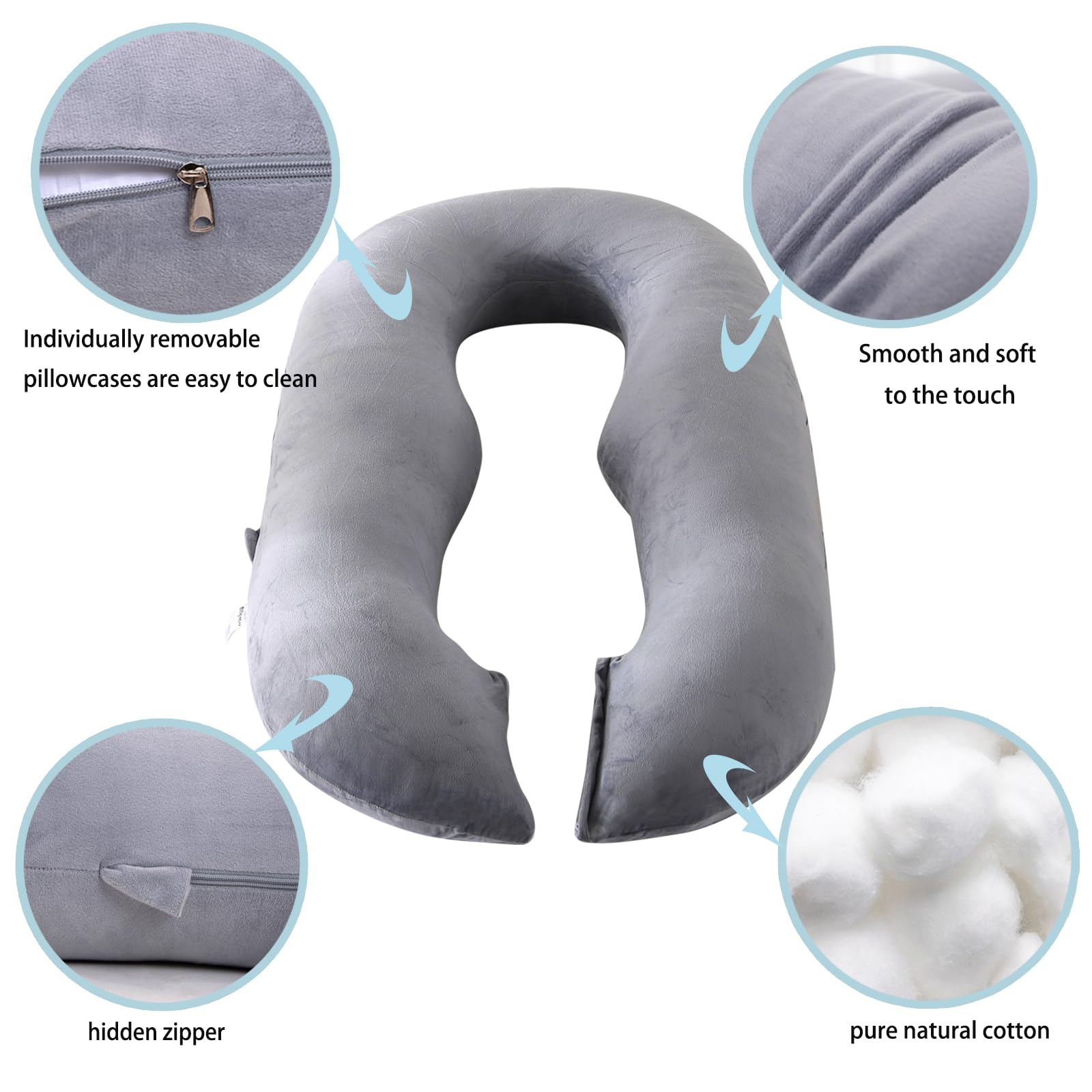 Maternity Pillow O-Shape Body Pillow Pregnancy 57 Inch Pregnancy Pillows Pre-Pregnancy Body Pillow Pregnant Woman Sleeping Pillow Postpartum Baby Breastfeeding Pillow Removable and Washable……