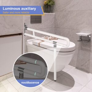 CALEPTONG Handicap Toilet Grab Bars - 29.5 Inch Foldable Toilet Safety Rails Stainless Steel Bathroom Flip-Up Handicap Rails Anti Slip Shower Handrail for Elderly Pregnant Seniors Disabled Injury