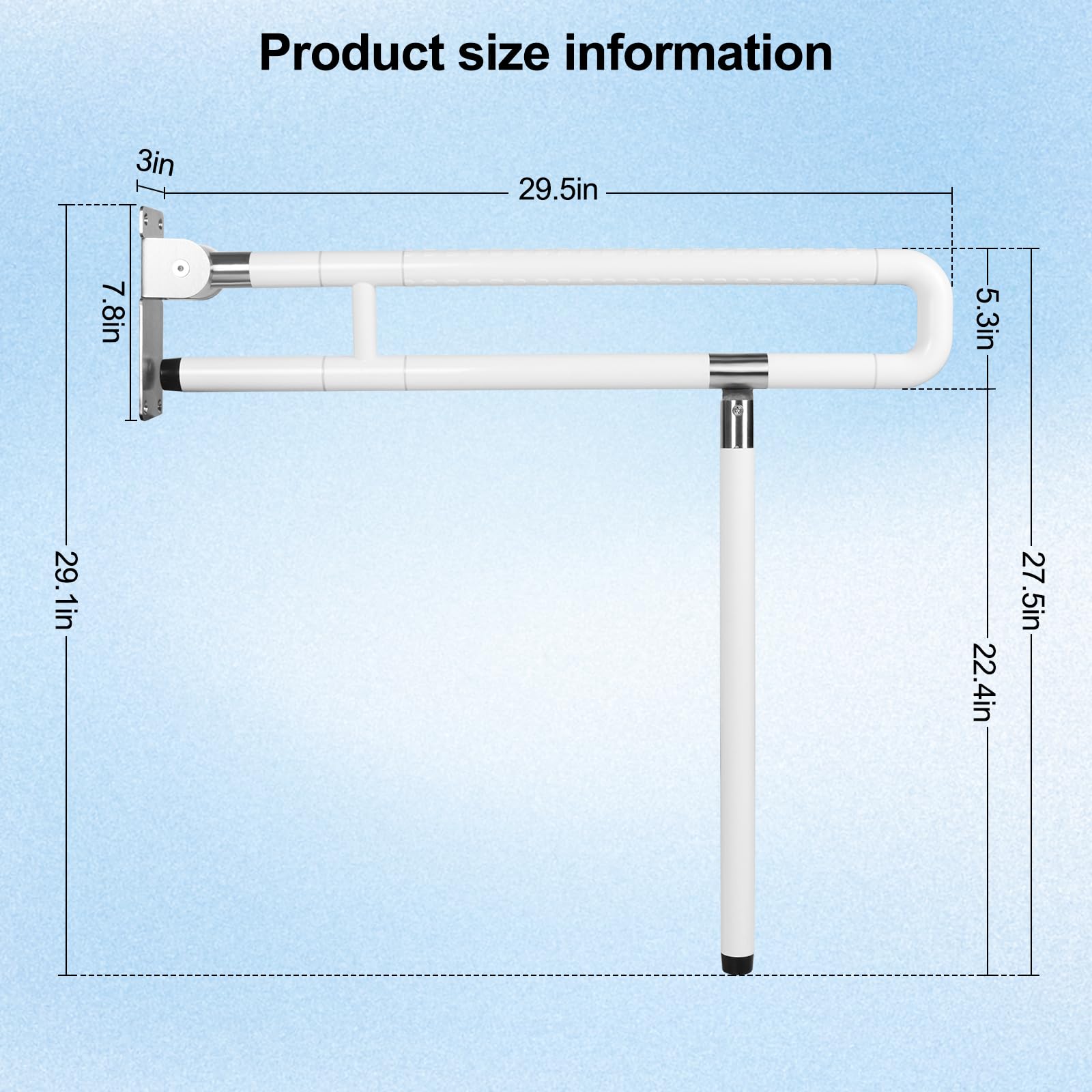 CALEPTONG Handicap Toilet Grab Bars - 29.5 Inch Foldable Toilet Safety Rails Stainless Steel Bathroom Flip-Up Handicap Rails Anti Slip Shower Handrail for Elderly Pregnant Seniors Disabled Injury