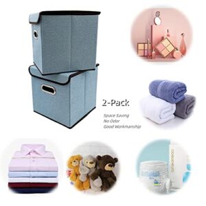 Zalaxt Foldable Cube Storage Bin with Lid, Set of 2, Collapsible Storage Basket with Lid,25 CM x 25 CM, Boho Basket, Nursery Storage Bin, Cube Storage Baskets for Home Bedroom Khaki