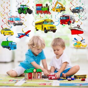 Pajean 54 Pieces Transportation Birthday Party Decorations Cars Theme Party Hanging Swirl Decor for Kids Vehicles Birthday Party Transportation Party Baby Shower Supplies