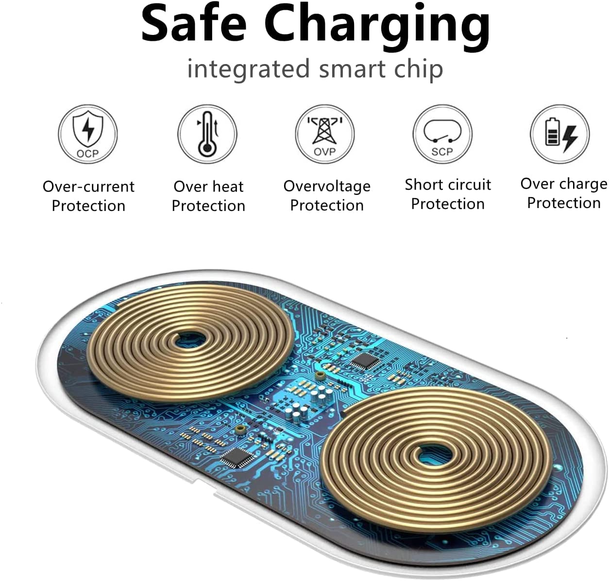 Dual 20W Wireless Charging Pad, 2 in 1 Fast Wireless Charge Mat with Adapter Compatible with iPhone 15 14 13 12 11 Pro max XS XR 8plus, Samsung Galaxy S23 S22 Note20, Air pods Pro/Galaxy Bus (Gary)