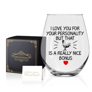 perfectinsoy i love you for your personality wine glass with gift box, funny birthday gifts for wife husband, girlfriend, boyfriend couple, happy anniversary valentines day gifts