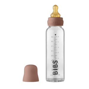 bibs baby glass bottle. anti-colic. round natural rubber latex nipple. supports natural breastfeeding, complete set - 225 ml, woodchuck