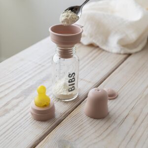 BIBS Baby Glass Bottle. Anti-Colic. Round Natural Rubber Latex Nipple. Supports Natural Breastfeeding, Complete Set - 110 ml, Woodchuck