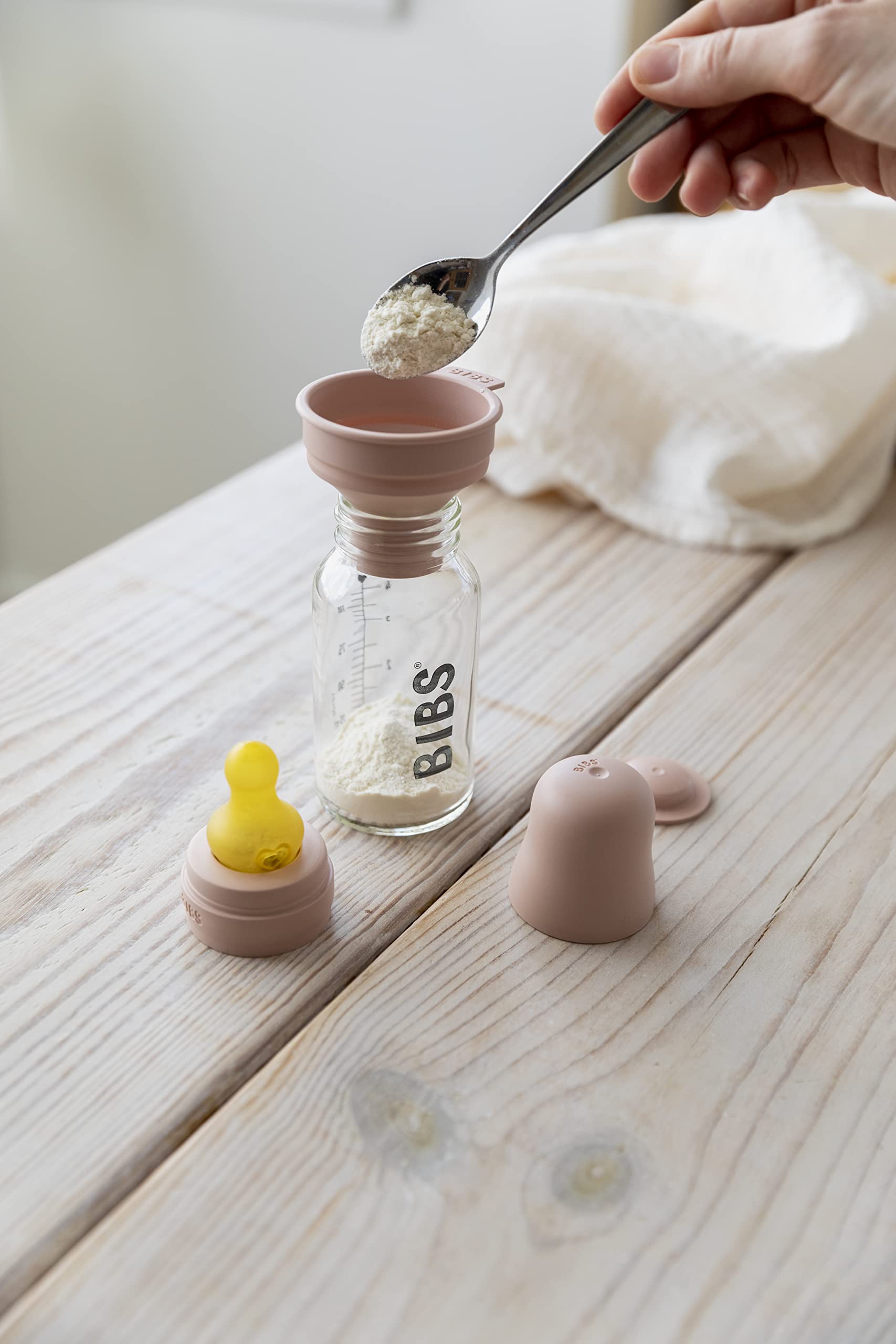 BIBS Baby Glass Bottle. Anti-Colic. Round Natural Rubber Latex Nipple. Supports Natural Breastfeeding, Complete Set - 110 ml, Woodchuck