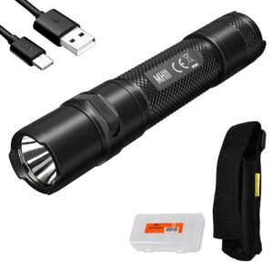 nitecore mh11 rechargeable flashlight, 1000 lumen led edc compact pocket light with lumentac organizer