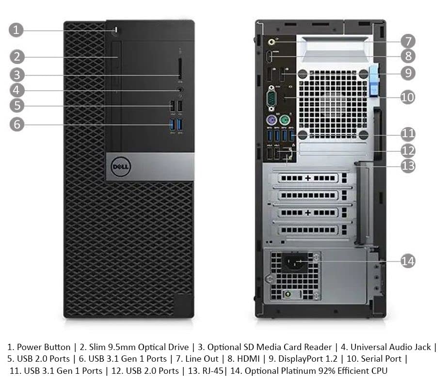 Dell 5050 Mini Tower Desktop Intel i7-6700 UP to 4.00GHz 32GB DDR4 New 1TB NVMe SSD + 2TB HDD Built-in AX200 Wi-Fi 6 BT Dual Monitor Support Wireless Keyboard and Mouse Win10 Pro (Renewed)