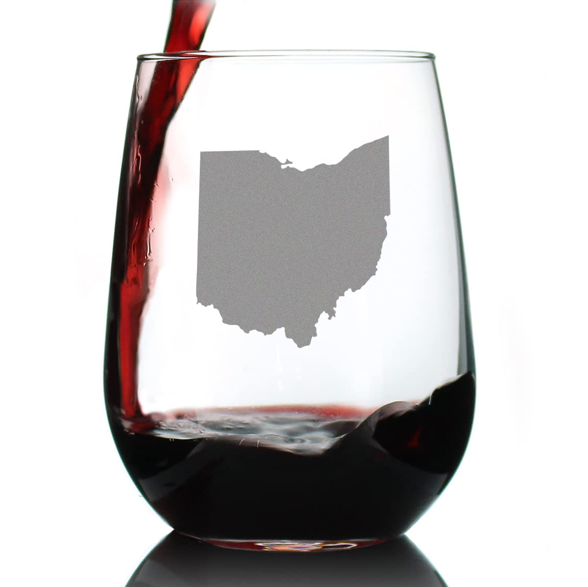 Ohio State Outline Stemless Wine Glass - State Themed Drinking Decor and Gifts for Ohioan Women & Men - Large 17 Oz Glasses