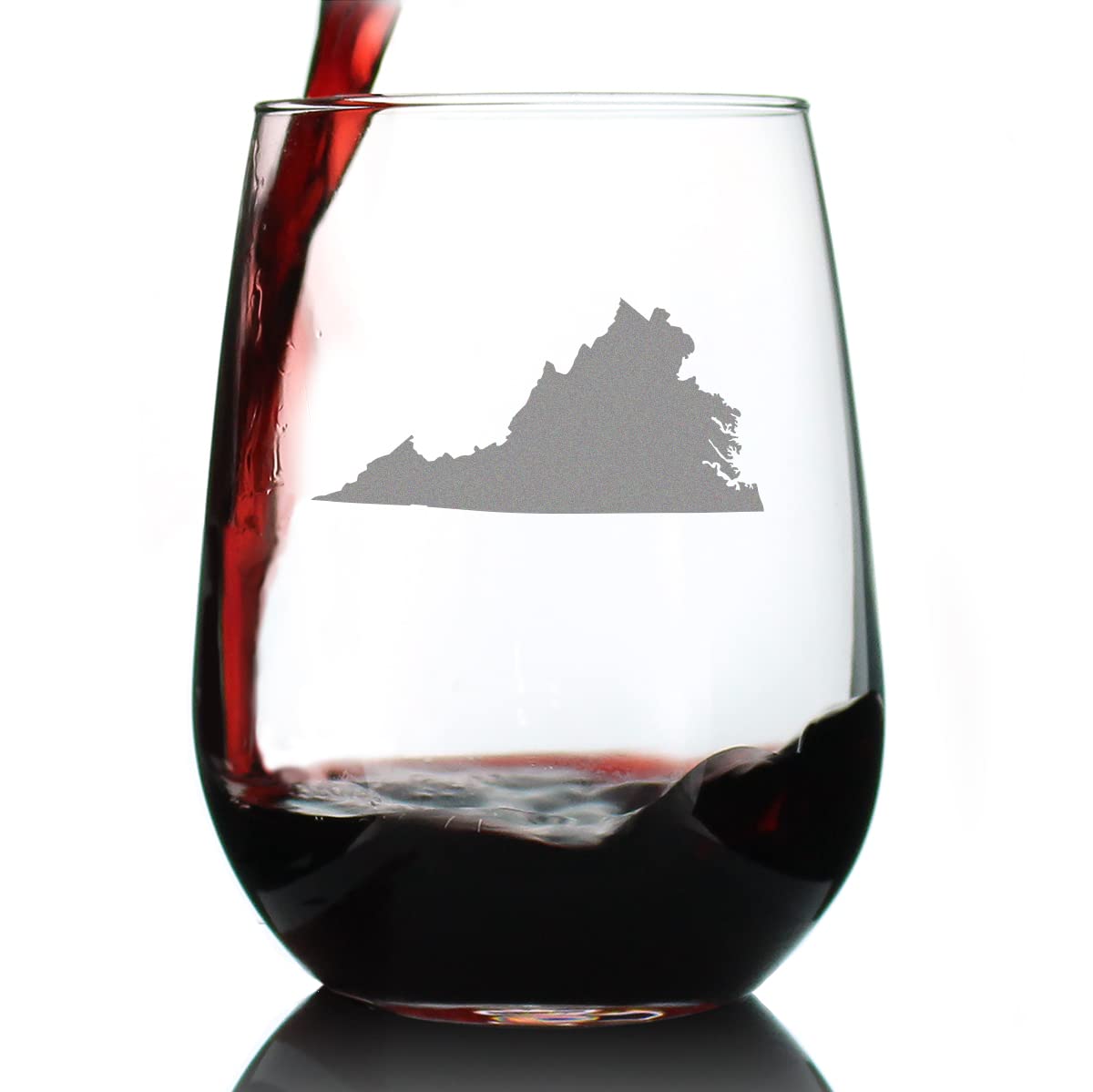 Virginia State Outline - Stemless Wine Glass - State Themed Drinking Decor and Gifts for Virginians - Large 17 Ounce