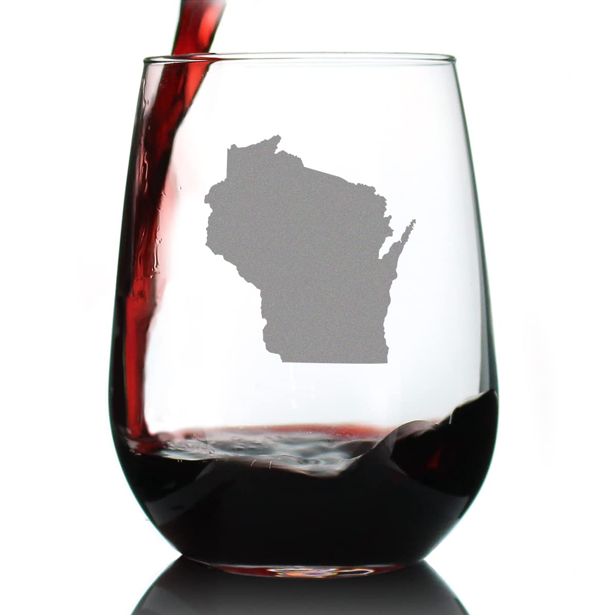 Wisconsin State Outline Stemless Wine Glass - State Themed Drinking Decor and Gifts for Wisconsinite Women & Men - Large 17 Oz Glasses