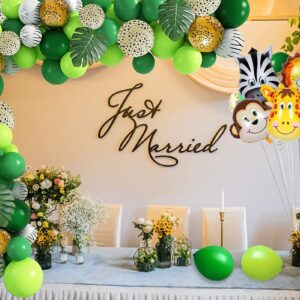 Toddler Jungle Theme Balloon Arch Kit for 1 Year Old Baby Boy Girl, Green Happy Birthday Banner Balloons Garland, Safari Shower Party Supplies Decorations - 64pcs