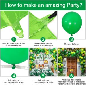 Toddler Jungle Theme Balloon Arch Kit for 1 Year Old Baby Boy Girl, Green Happy Birthday Banner Balloons Garland, Safari Shower Party Supplies Decorations - 64pcs