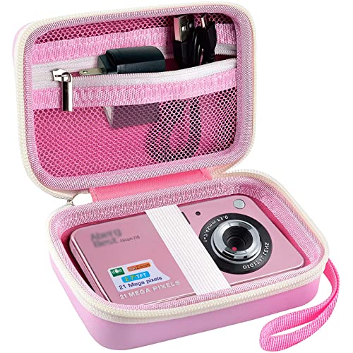 GWCASE Digital Camera Case Compatible with CAMKORY/for YISENCE/for VAHOIALD/for Kodak Pixpro/for Canon PowerShot ELPH 180 190/ for Sony DSCW800 DSCW830 Kids Camera with SD Card and Cable -Pink