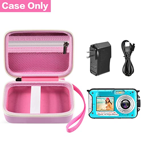 GWCASE Digital Camera Case Compatible with CAMKORY/for YISENCE/for VAHOIALD/for Kodak Pixpro/for Canon PowerShot ELPH 180 190/ for Sony DSCW800 DSCW830 Kids Camera with SD Card and Cable -Pink