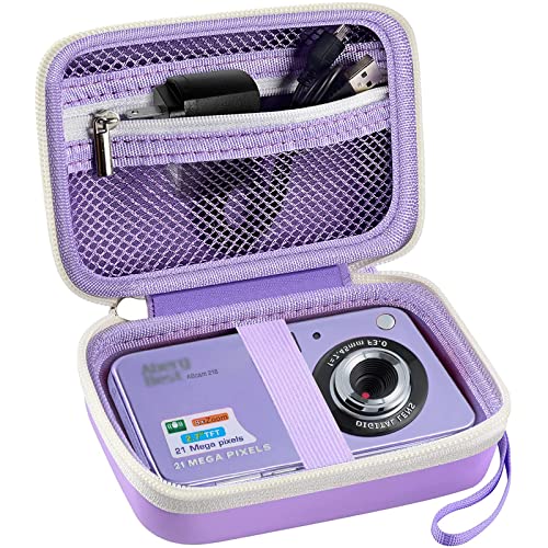 GWCASE Digital Camera Case Compatible with CAMKORY/for YISENCE/for VAHOIALD/for Kodak Pixpro/for Canon PowerShot ELPH 180 190/ for Sony DSCW800 DSCW830 Kids Camera with SD Card and Cable -Purple