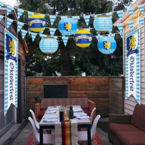 Oktoberfest Party Decor, 8Pcs Octoberfest Decorations Kit Bavarian Pennant Flags Sign Banner Paper Lanterns, Octoberfest Themed Party Supplies Home Yard Favor Decor Set for German Beer Festival Party