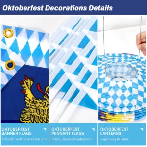 Oktoberfest Party Decor, 8Pcs Octoberfest Decorations Kit Bavarian Pennant Flags Sign Banner Paper Lanterns, Octoberfest Themed Party Supplies Home Yard Favor Decor Set for German Beer Festival Party