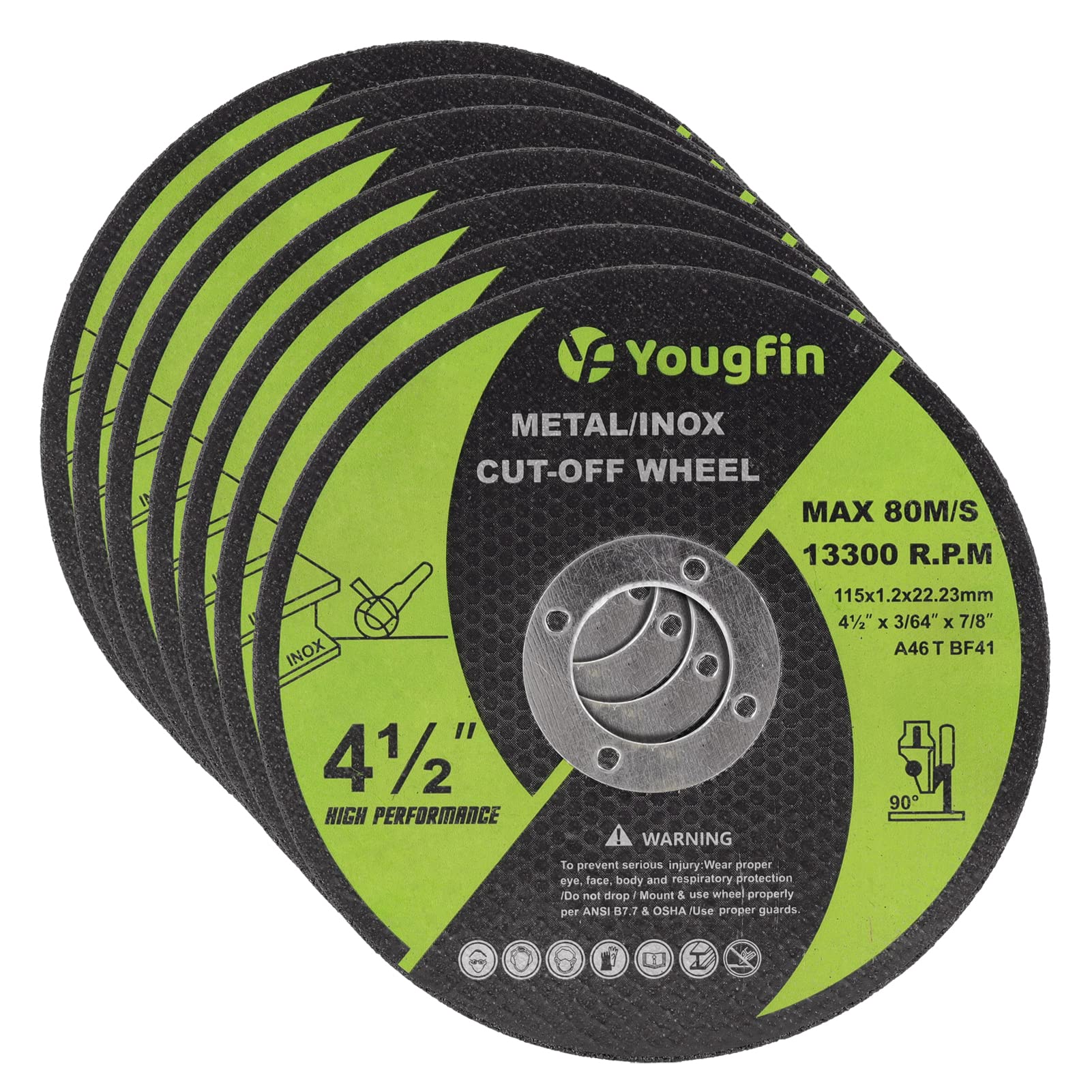 Yougfin Angle Grinder Cut Off Wheel - 4.5 inch Wood, Glass and Metal Cutter Disc, Ultra Thick 3/64 inch, 25 Pack Cut Off Tool