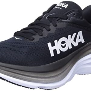 HOKA ONE ONE Women's Running Shoes, Black/White, 8 B (Medium)