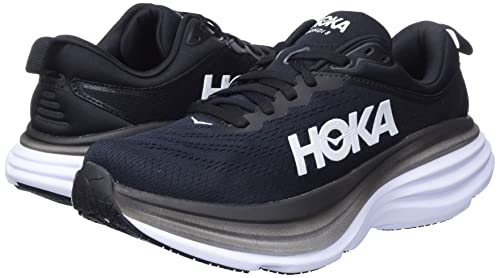 HOKA ONE ONE Women's Running Shoes, Black/White, 8 B (Medium)