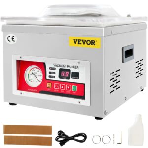 vevor chamber vacuum sealer, dz-260a 6.5 m³/h pump rate, excellent sealing effect with automatic control, 110v kitchen packaging machine for fresh meats, fruit saver, home, commercial using