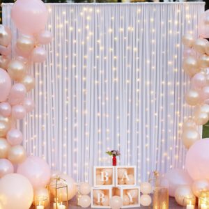 4 Panels White Backdrop Curtain for Parties Wedding Wrinkle Free White Photo Curtains Backdrop Drapes Fabric Decoration for Baby Shower 20ft(W) x 10ft(H)