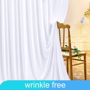 4 Panels White Backdrop Curtain for Parties Wedding Wrinkle Free White Photo Curtains Backdrop Drapes Fabric Decoration for Baby Shower 20ft(W) x 10ft(H)