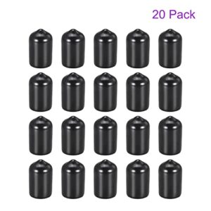 DMiotech 20 Pack 3/8" ID Black Screw Thread Protectors Rubber End Caps Bolt Covers for Screw Bolt Furniture Pipe