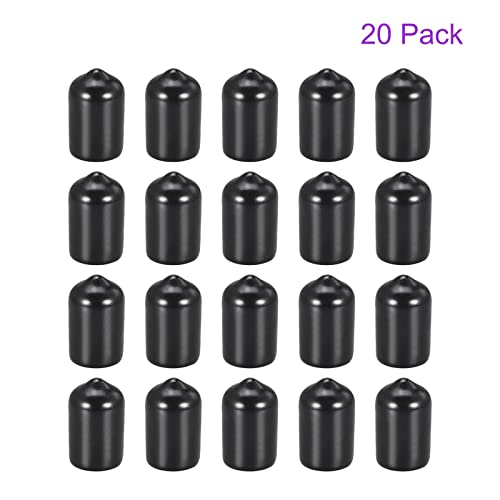 DMiotech 20 Pack 3/8" ID Black Screw Thread Protectors Rubber End Caps Bolt Covers for Screw Bolt Furniture Pipe