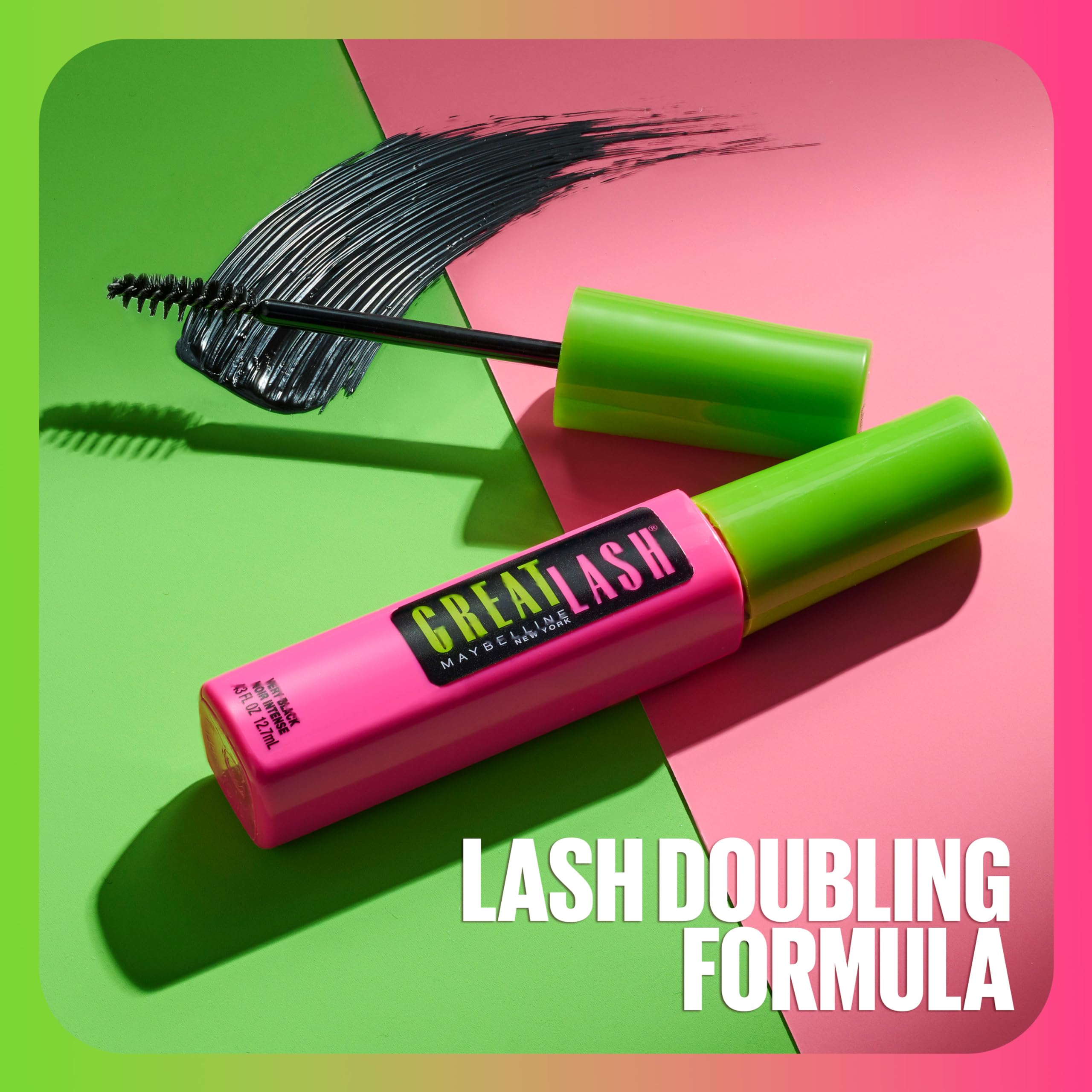 Maybelline New York Great Lash BIG Washable Mascara Dual Pack, Brownish Black, 0.68 fl oz, 2 Count