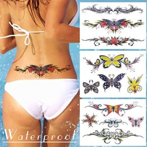 Aivoch 8 Sheets Belly Tattoos Stickers Temporary Fun Waist Cover Scar Female Tattoo Waterproof for Female Women and Girls