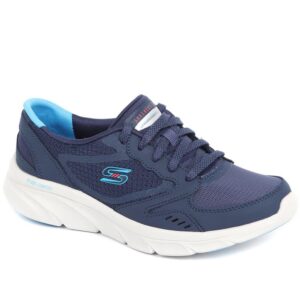 skechers women's relaxed fit d'lux comfort - plenty success sneakers, navy, 7.5 m