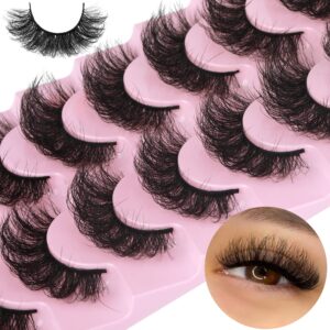 false eyelashes fluffy lashes mink wispy thick volume eye lashes curly strip lashes extensions natural dramatic 20mm long 7 pairs fake eyelashes pack