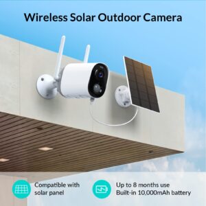 NETVUE Wireless Security Camera with Solar Panel, Outdoor Camera Battery Powered Surveillance Cameras for Home Security, AI Detection, IP66 Waterproof, 2-Way Audio,1080P Night Vision