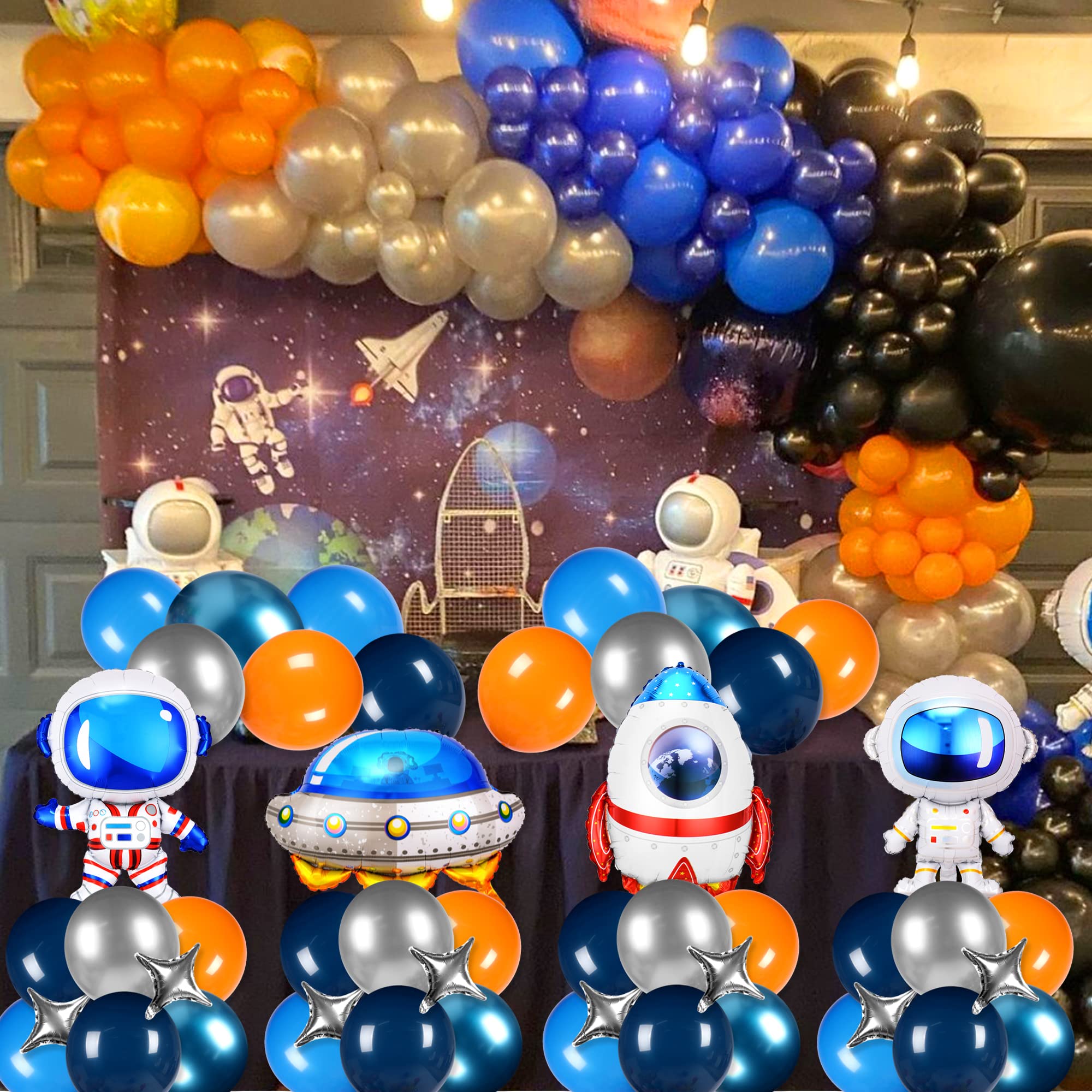 Space Balloons Outer Space Party Decorations Astronaut Rocket Spaceship Balloons Blue Orange Silver Balloons For UFO Space Birthday Party Solar System Galaxy Planet Decorations Supplies (Orange)