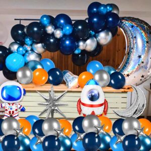 Space Balloons Outer Space Party Decorations Astronaut Rocket Spaceship Balloons Blue Orange Silver Balloons For UFO Space Birthday Party Solar System Galaxy Planet Decorations Supplies (Orange)