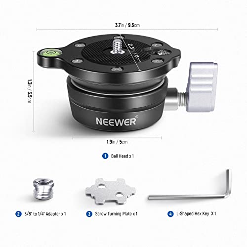 NEEWER Tripod Leveling Base (⌀50mm) Camera Leveler, Bubble Level Aluminum Adjusting Plate with 1/4" 3/8" Mounting Screw Compatible with Canon Nikon Sony DSLR Camera Camcorder, GM11