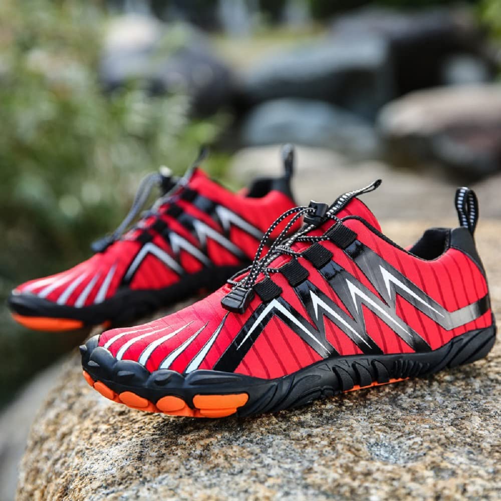 Men Women Outdoor Hiking Water Shoes Quick Dry Athletic Aqua Sport Shoes Barefoot Beach Pool Sneakers Red