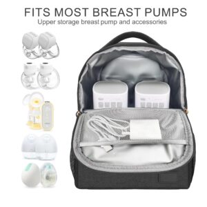 QIUXQIU Breast Milk Storage Cooler Bag with Ice Pack Insulated Lunch Bag for Women and Men Baby Bottle Bag Fits 6 Bottles for Nursing Mom Daycare Double Deck Cooling Bag Work Travel Picnic (Black)