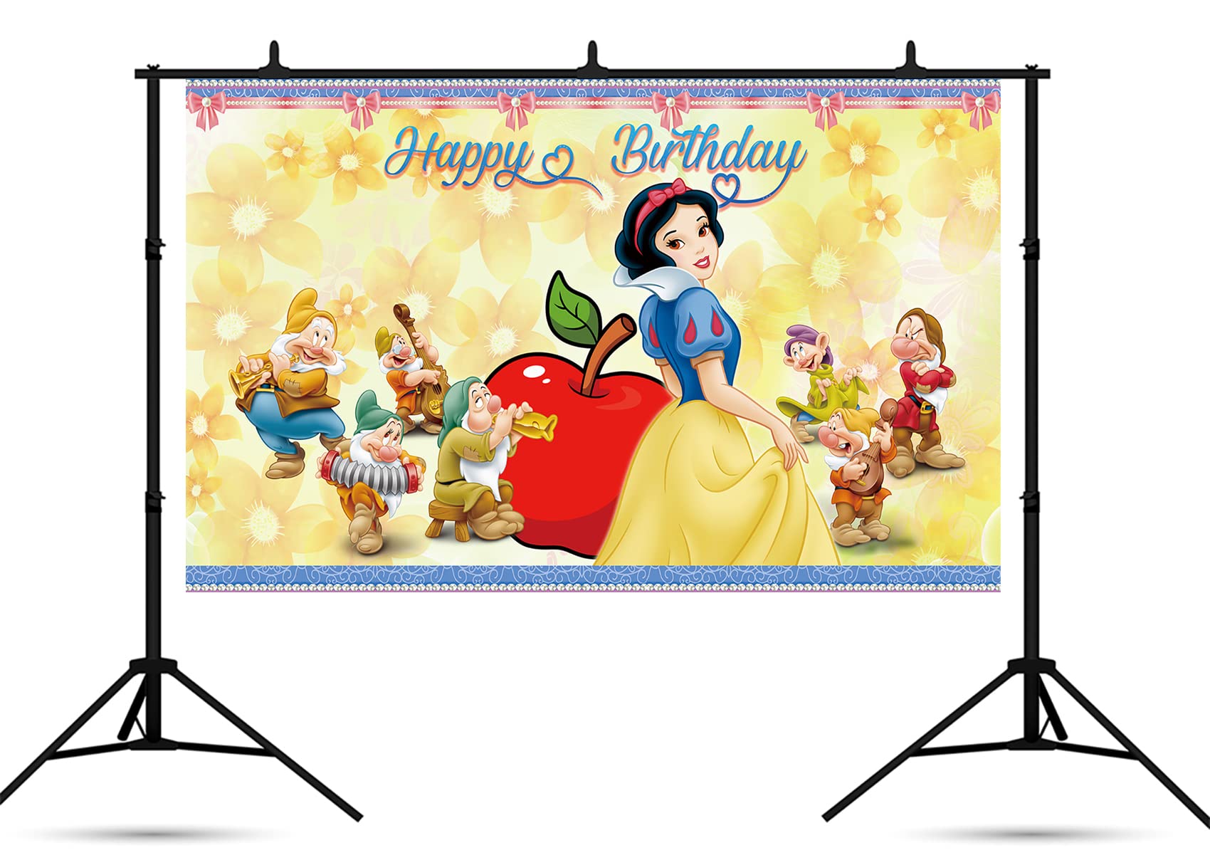 huio Princess Backdrop for Snow White Theme Birthday Party Supplies 5x3ft Snow White Theme Banner for Party Cake Table Decorations Baby Shower Banner